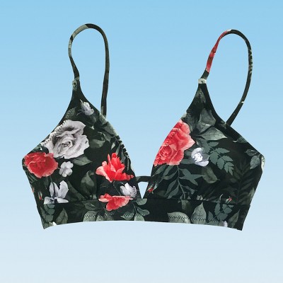 Women's Floral Bikini Top Swimsuit Hollow Out V Neck Bathing Suit ...