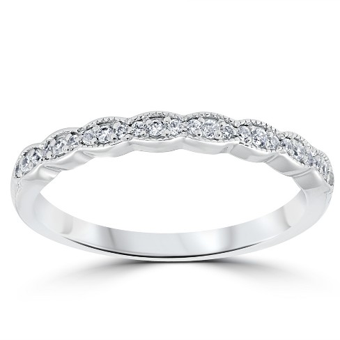 Pompeii3 1/5 Cttw Diamond Stackable Womens Wedding Ring 14k White Gold ...