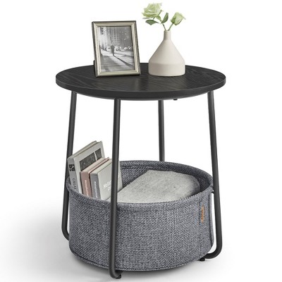 Vasagle Small Round Side End Table, Modern Nightstand With Fabric ...