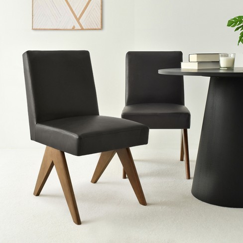 Set Of 2 Morgan 18.5" Wide Faux Leather Dining Chairs With Seat And ...