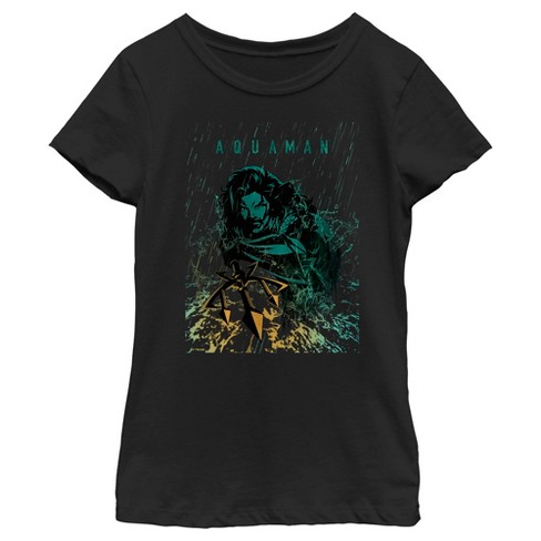 Girl's Aquaman King Ocean Rain T-shirt - Black - X Large : Target