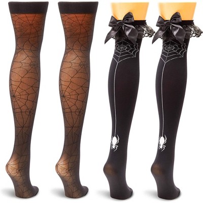 Blue Panda Women's Thigh-high Stockings, Spiderweb Tights Sheer ...