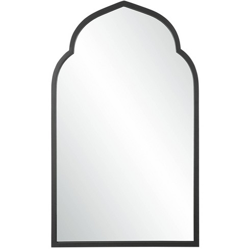 Uttermost Arch Vanity Decorative Wall Mirror Modern Bold Matte Black Forged Iron Frame 24" Wide ...