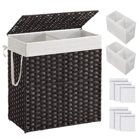 Songmics 110l Laundry Hamper With Lid Clothes Hamper With 2 Removable ...