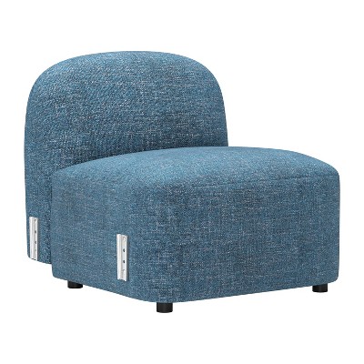 HomeStock 29.9 in H Blue Finish Square Wood Frame Straight Armchair ...