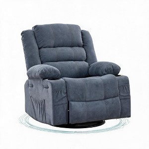 360° Swivel Rocker Recliner Chair, Manual Glider with 3 Positions 2 Cup ...