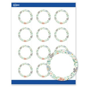 Avery® Matte 2" Diameter Labels, Mint & Gold Floral, 120ct : Target