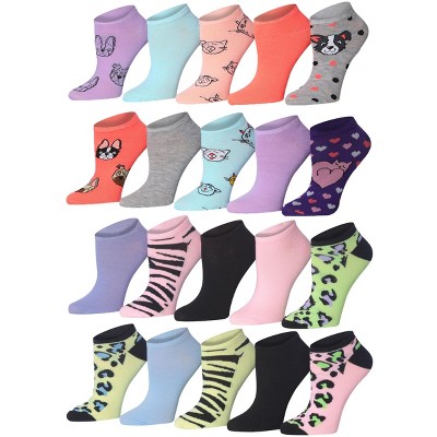 Tipi Toe Women's & Girls 20 Pairs Animal Parade Colorful Patterned ...