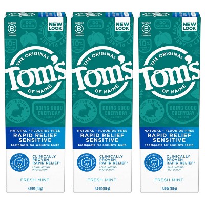 Tom's Of Maine Rapid Relief Sensitive Fluoride-free Toothpaste Fresh ...
