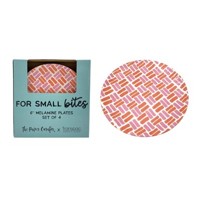 Transpac Melamine Plaid App Plates Set Of 4 Home Decorations Spring ...