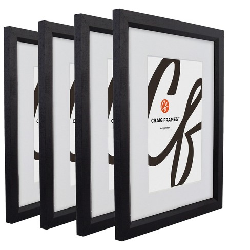 Craig Frames 16x16 Solid Black Picture Frame Set Matted For A 12x12 ...