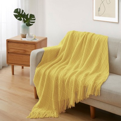 60"x50" Color Block Faux Cashmere Throw Blanket Yellow : Target