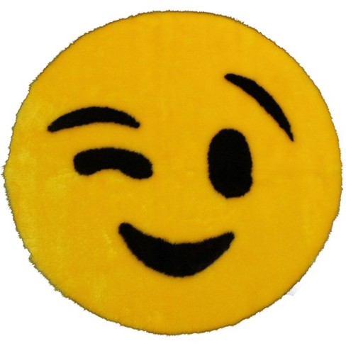 Walk On Me Faux Fur Super Soft And Cute Wink Emoji Rug With Non-slip ...