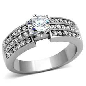 Slickblue Women Engagement Ring, 6mm Clear CZ Center Stone with Triple ...