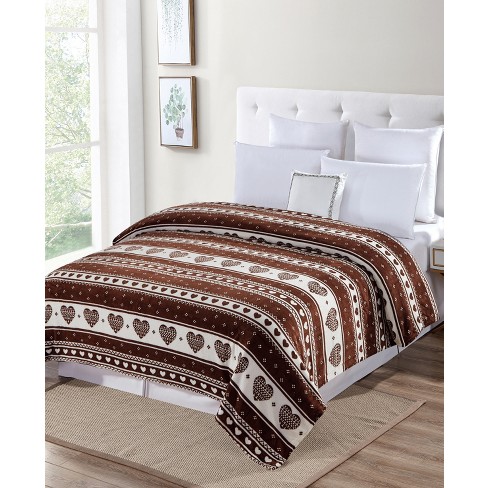 Ultra Warm And Comfy Microplush Heartfelt Blanket - Full - Chocolate ...