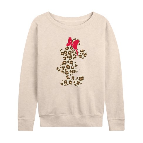 Women's Disney Leopard Print Minnie Lightweight French Terry Slouchy ...