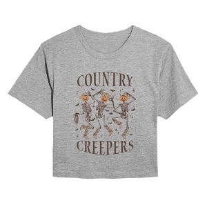 Women's - Instant Message - Skeletons Country Creepers Cropped Graphic ...