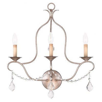 Livex Lighting Chesterfield 3 - Light Wall Light In Antique Silver Leaf ...
