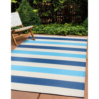 World Rug Gallery Contemporary Stripe Reversible Recycled Plastic ...