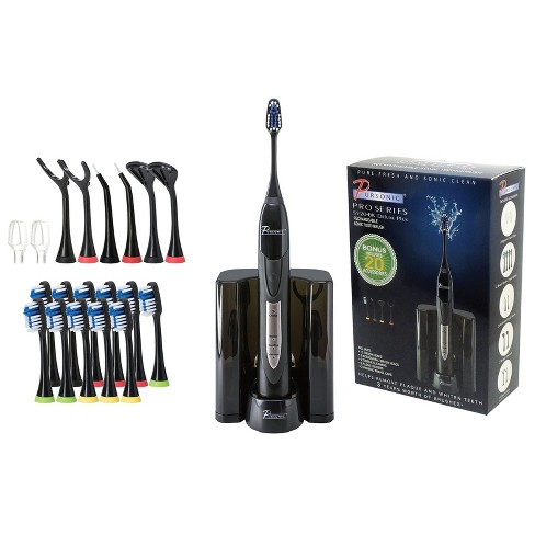 Pursonic Black Rechargeable Electric Toothbrush With Bonus Value Pack ...