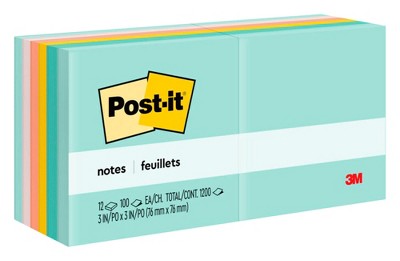 Post-it Original Notes, 3 X 3 Inches, Marseille Colors, 100 Sheets Each ...