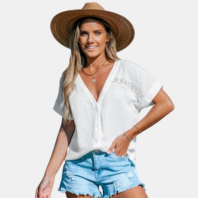 Women's Cloud Breeze V-neck Woven Top - Cupshe : Target