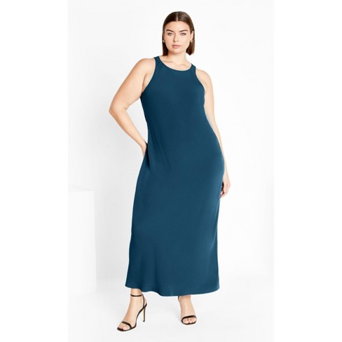 City Chic | Women's Plus Size Halter Slip Dress - Poseidon - 12 Plus ...