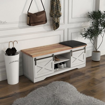 Homcom Small Shoe Bench With Storage, Boho Entryway Bench With Shoe ...