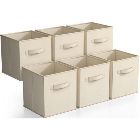 Sorbus 11 Inch 6 Pack Foldable Fabric Storage Cube Bins With Handles For Organizing Pantry Closet Shelf Nursery Playroom And More beige Target