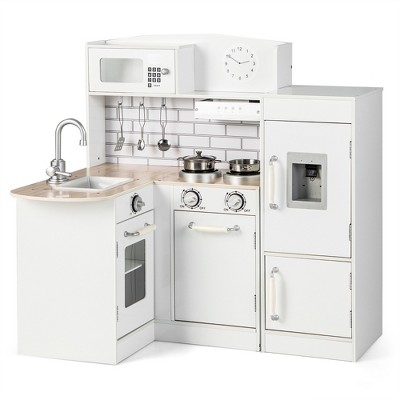 Qaba Pretend Play Kitchen With Sound Effects And Stove Lights, Kids ...