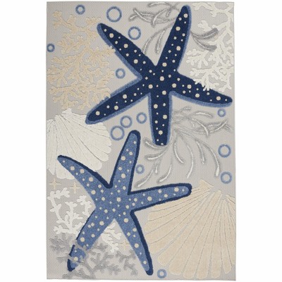 Nourison Aloha Ocean Starfish Indoor/outdoor Area Rug Blue/grey 3'6" X ...