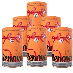 Renova Orange Paper Towels, 6 Roll Stock-Up Pack, 2-Ply Jumbo Rolls ...