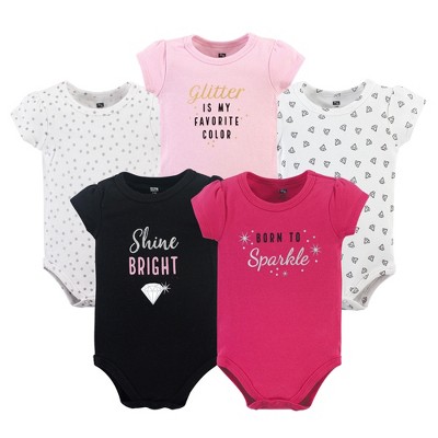 Hudson Baby Infant Girl Cotton Bodysuits 5pk, Sparkle : Target
