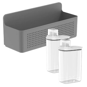 OU Laundry Detergent Dispenser & Wall-Mounted Storage Organizer Set, 2 ...
