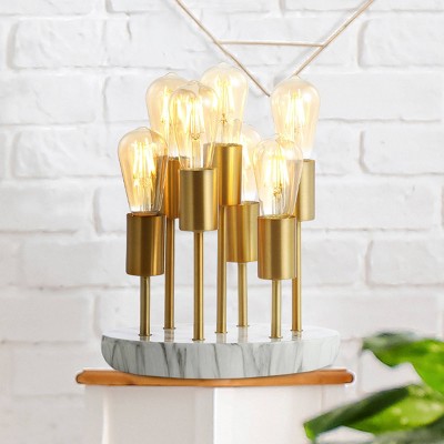 20.5" Metal/marble Minimalist Glam Pipe Table Lamp (includes Led Light ...