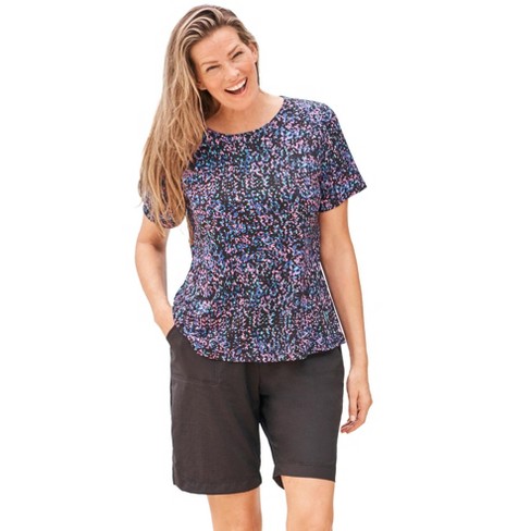 Swim 365 Women's Plus Size The Swim Tee - 14/16, Black Confetti : Target
