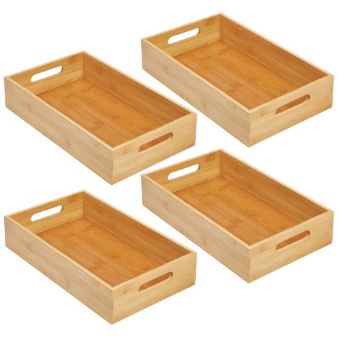Mdesign Wide Bamboo Kitchen Fridge Organizer Bin Box Tray, 4 Pack ...