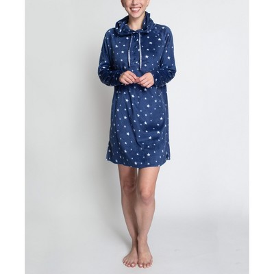 Muk Luks Women's Hooded Minky Lounge Dress, Twinkling Stars, Large : Target