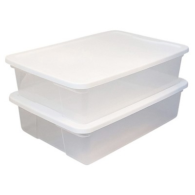 Homz 28 Quart Plastic Under Bed Storage Containers With Snap-on Lids ...