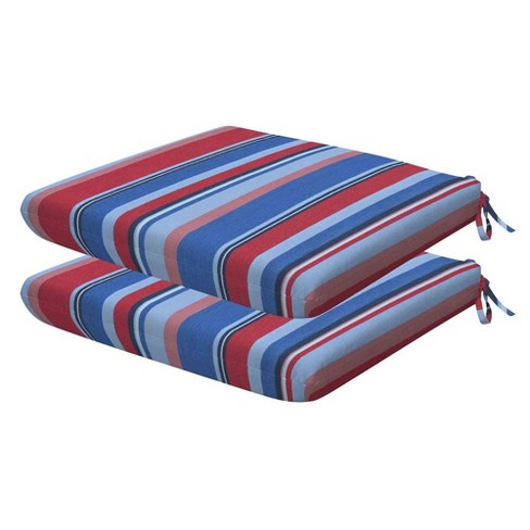 Honeycomb Outdoor Universal Seat Cushion (2-pack) - Stripe Blue & Red ...