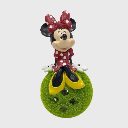 Disney 10" Stone Minnie Mouse Sitting On Flocked Ball Garden Statue ...