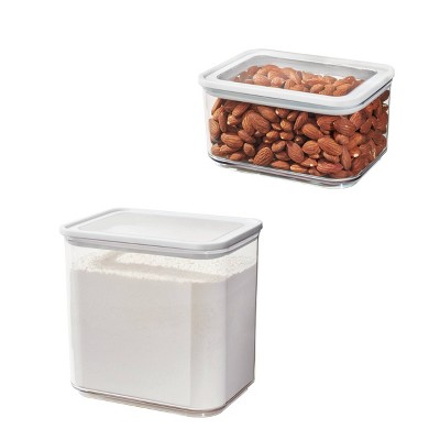 Mdesign Small Plastic Stackable Kitchen Storage Box, 2 Pack + 32 Labels ...