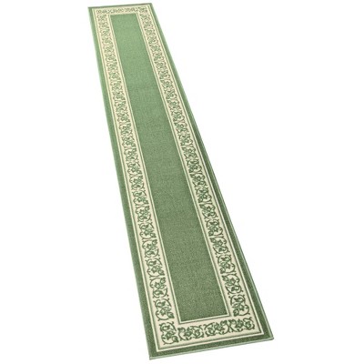 Collections Etc Extra Long Floral Border Rug 20" X 90" Sage : Target
