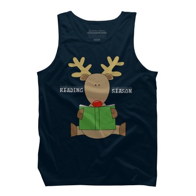 Men's Design By Humans Christmas Reading Reindeer Shirt By Galvanized ...