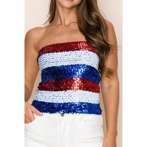 Women's Patriotic Sequin Tube Top - Way Os : Target