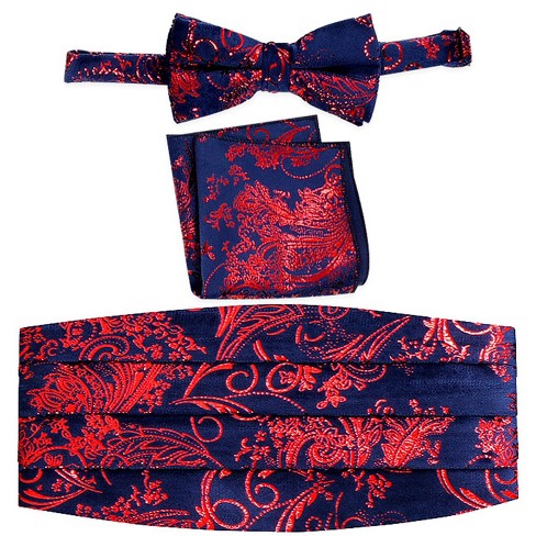 Gioberti Men's Adjustable Metallic Paisley Cummerbund Set, Royal Red ...