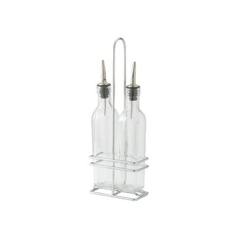 Winco Oil/vinegar Cruet Set With Chrome Plated Rack & Two Bottles, 16 ...
