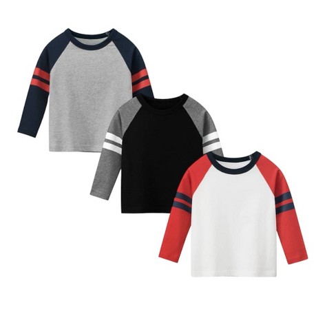 Kids 3 Pack Striped Sleeve Tee Shirt : Target