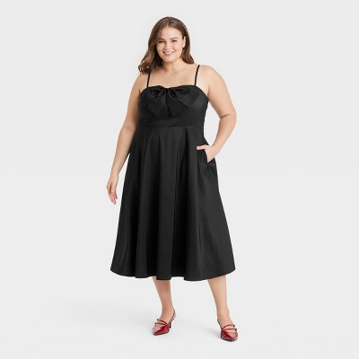Women's Bow Midi Dress - A New Day™ Black 20 : Target