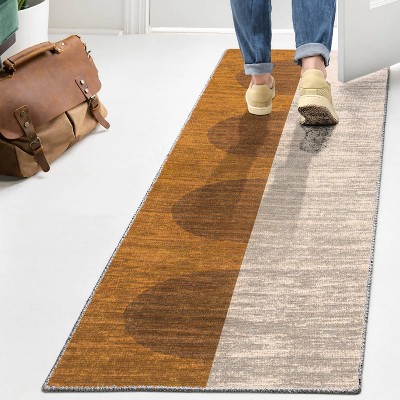 2' X 8' Chayton Minimalist Geometric Machine-washable Runner Rug, Rust ...